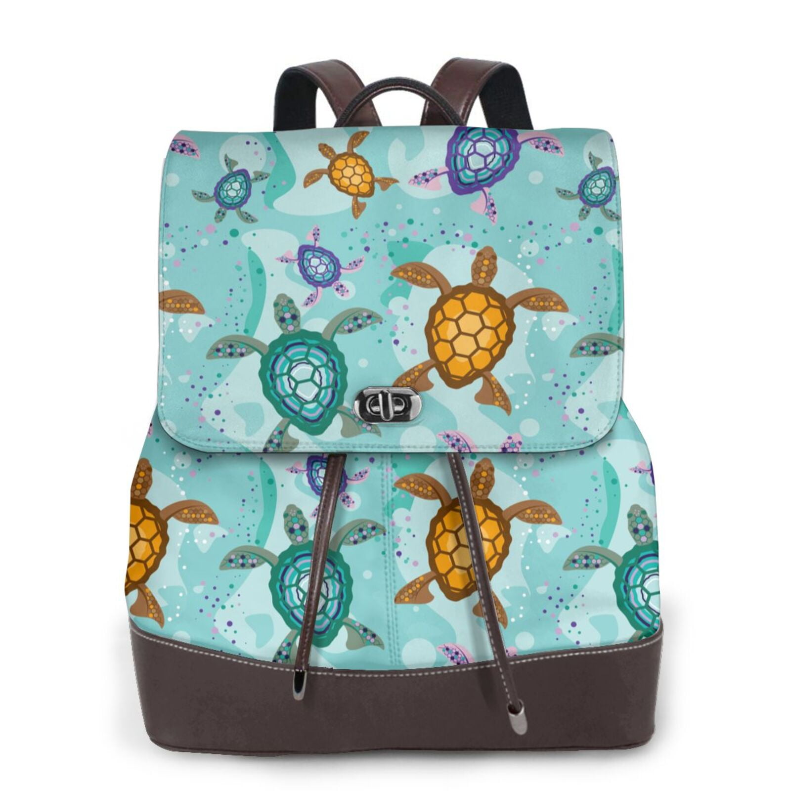 Sikiie Turtles And Sea Women Genuine Leather Backpack Fashion Rucksack ...