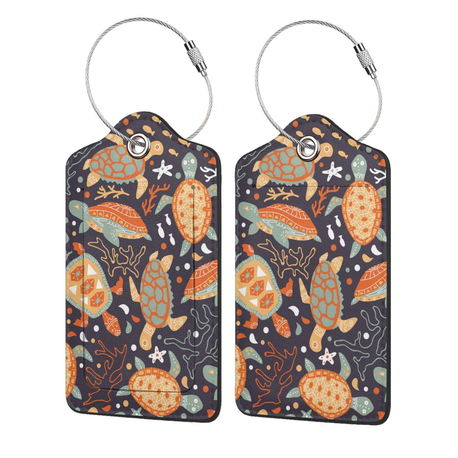 Sikiie Turtles and Sea Plants Luggage Tag for Suitcase Leather Baggage ...