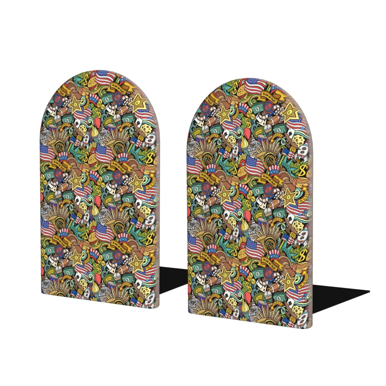 Sikiie USA 1 Bookends 1 Pair, Wood Bookends for Shelves, Book Ends for ...