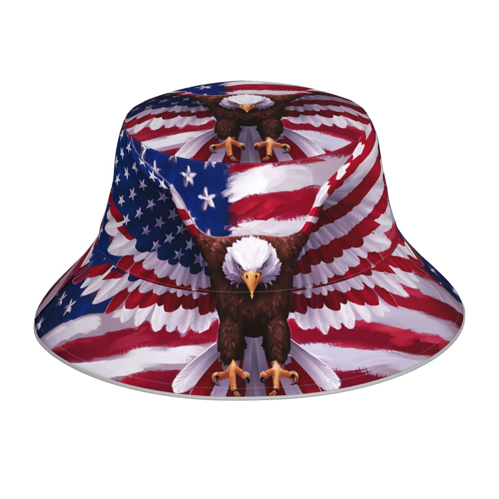 Sikiie USA Eagle with Spread Wings Reflective Double-Sided Bucket Hat ...