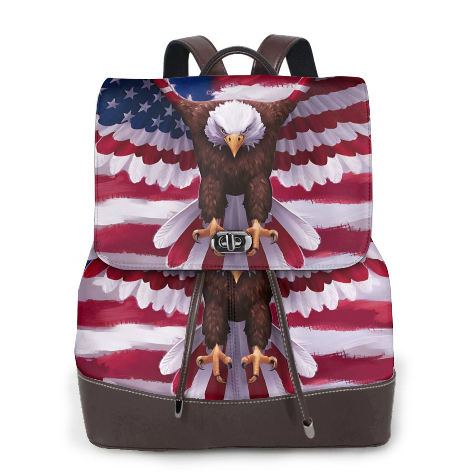 Sikiie USA Eagle with Spread Wings Women Genuine Leather Backpack ...