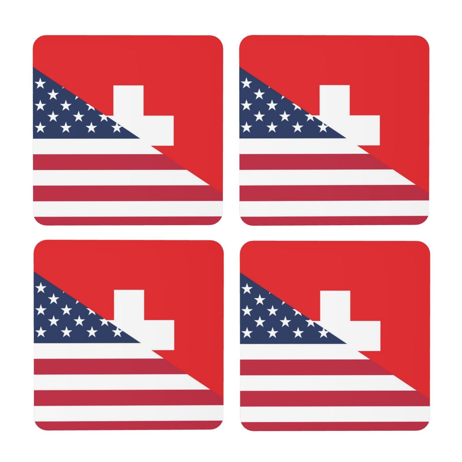 Sikiie USA Switzerland MDF Cork Coaster 4 Pcs - Absorbent Beverage ...