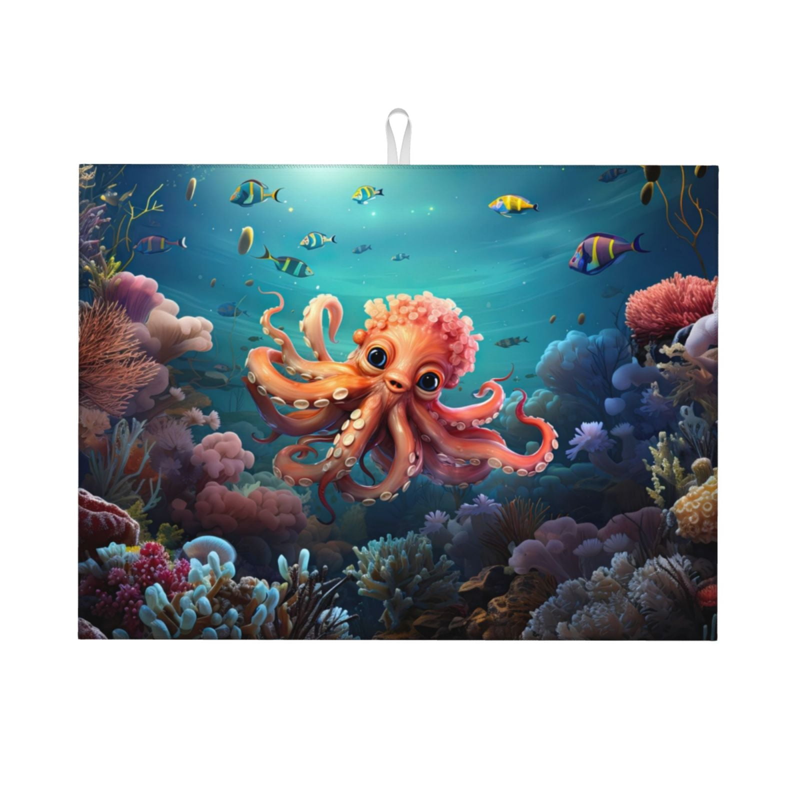 Sikiie Underwater Plant Octopus Dish Drying Mat, Kitchen Counter Mat ...