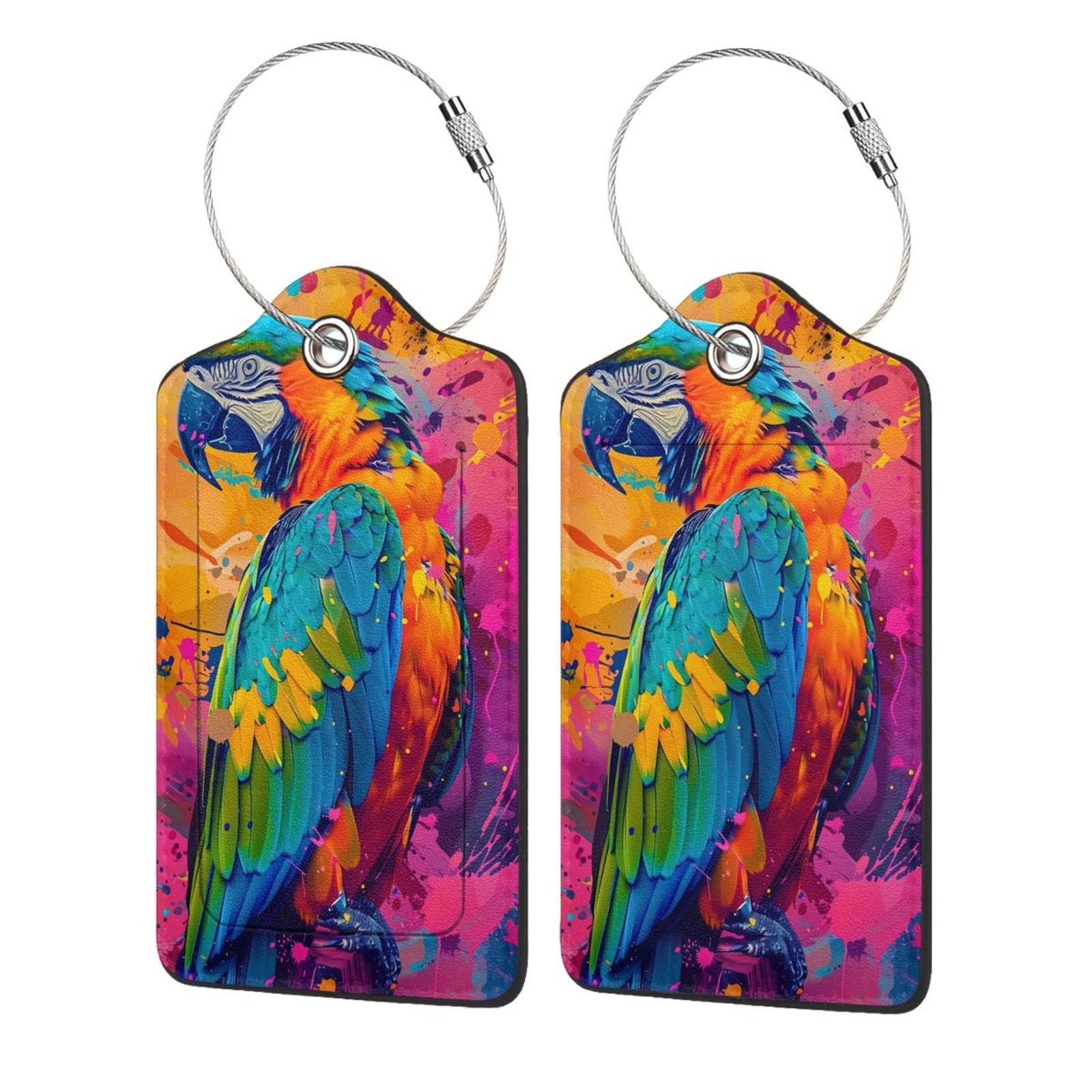 Sikiie Vibrant Parrot Splash Art Luggage Tag for Suitcase Leather ...