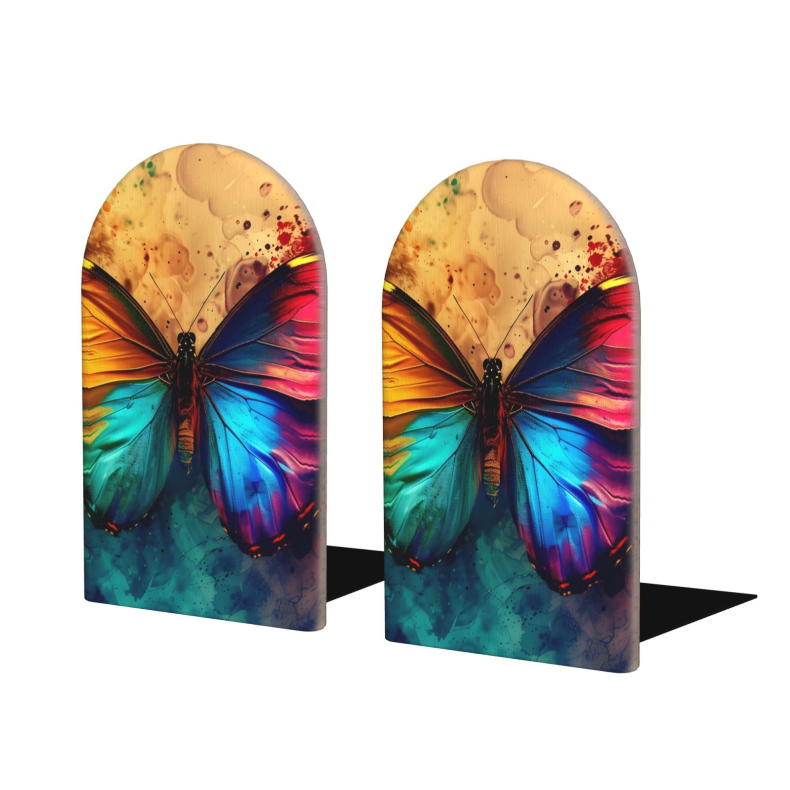 Sikiie Vibrant Rainbow Butterfly A Bookends 1 Pair, Wood Bookends for ...
