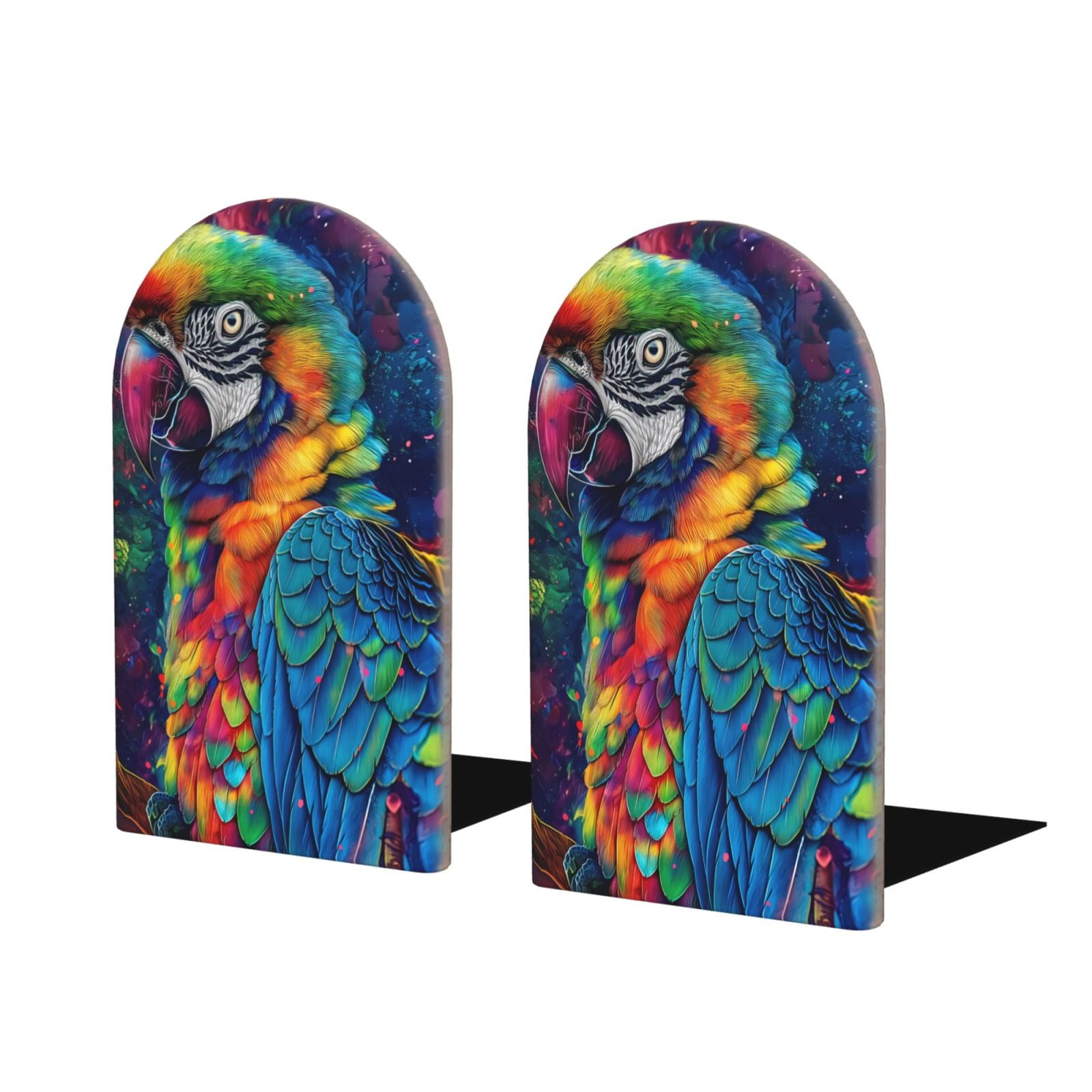 Sikiie Vibrant Rainbow Parrot Fantasy Bookends 1 Pair, Wood Bookends ...