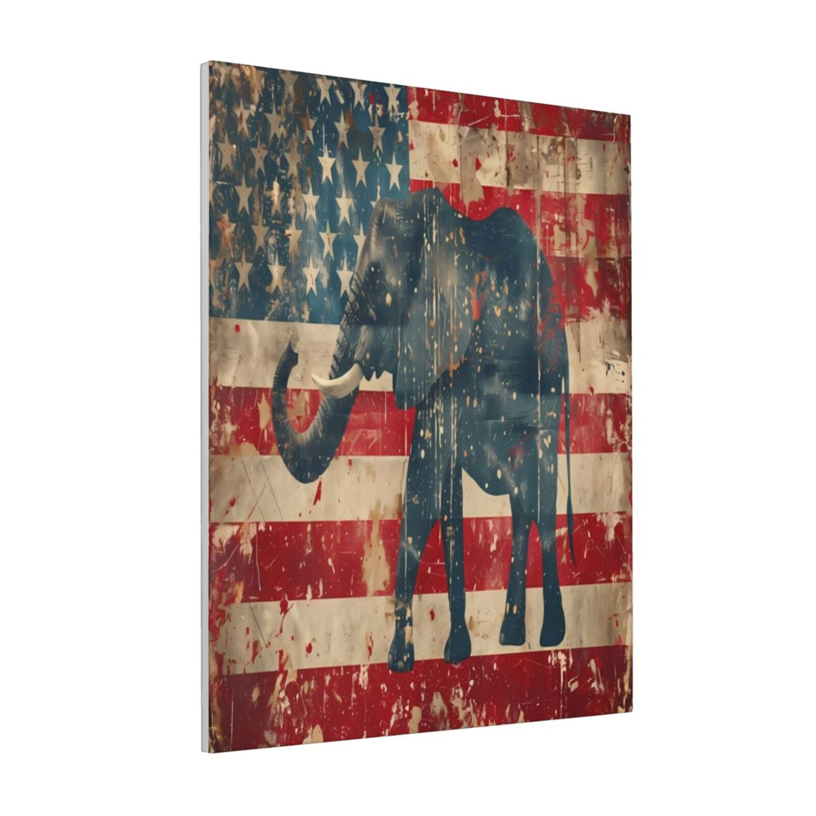 Sikiie Vintage American Flag Elephant Print Canvas Decorative Hanging ...