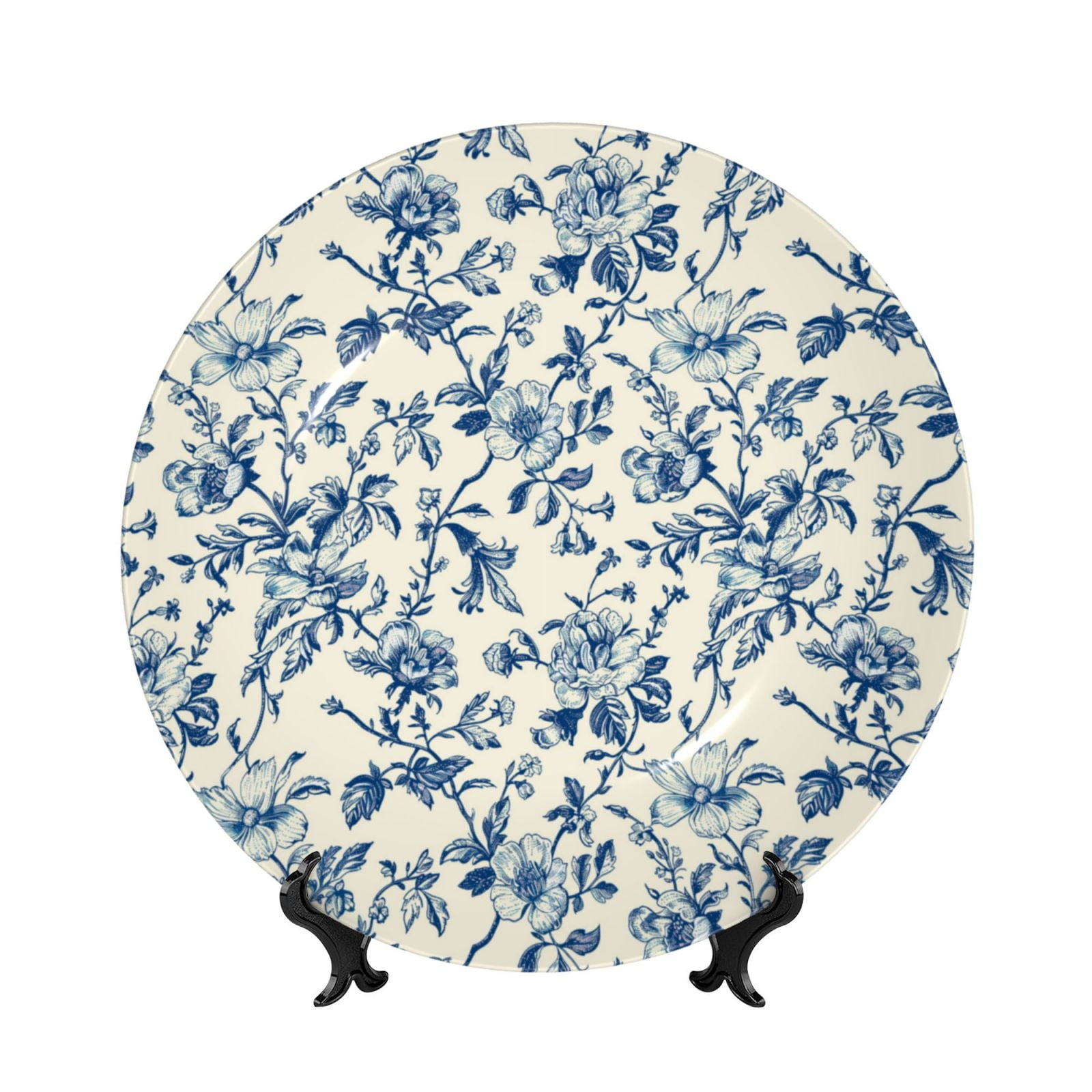 Sikiie Vintage Blue Floral Bone China Decorative Plate Personality ...