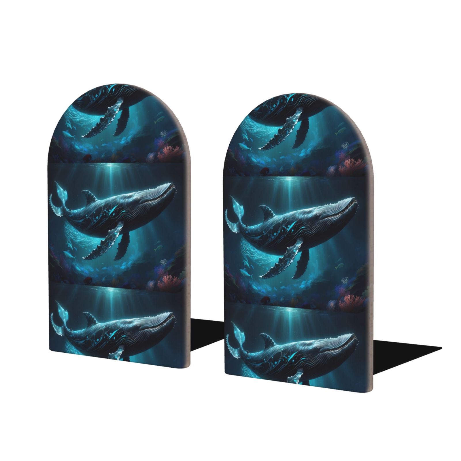 Sikiie Vintage Blue Pattern Whale Bookends 1 Pair, Wood Bookends for ...