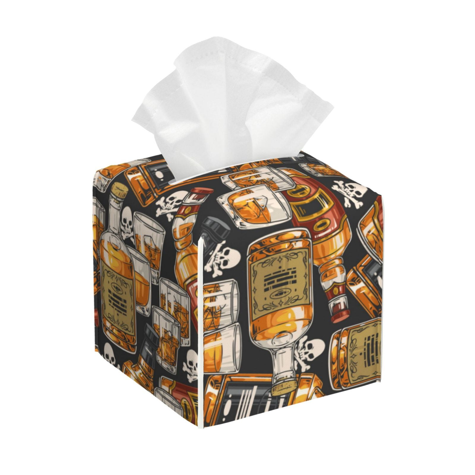 Sikiie Vintage Bottles Leather Tissue Box Cover Square, tissue box ...