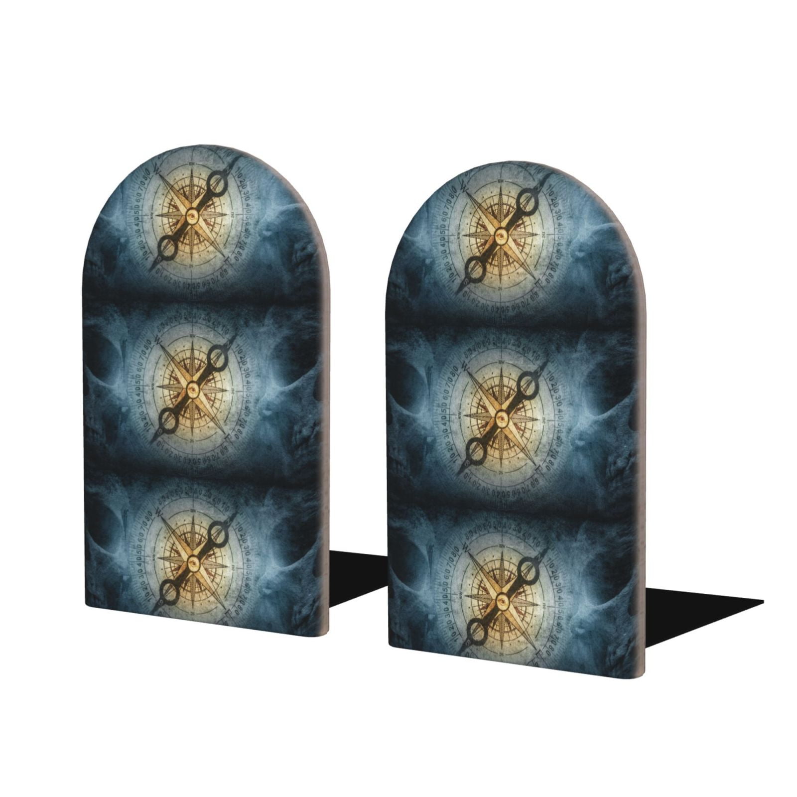 Sikiie Vintage Compass Bookends 1 Pair, Wood Bookends for Shelves, Book ...