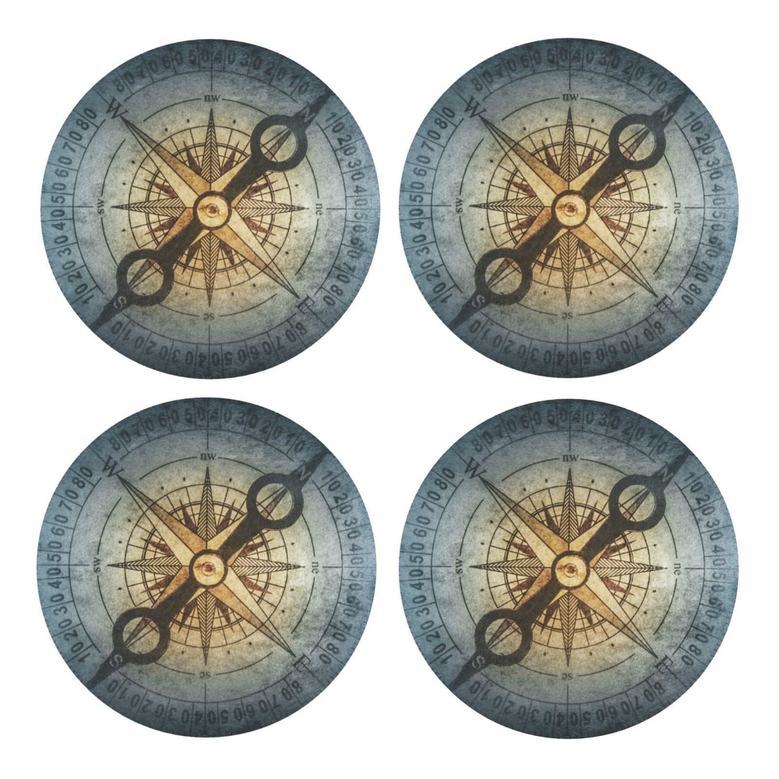 Sikiie Vintage Compass MDF Cork Coaster 4 Pcs - Absorbent Beverage ...