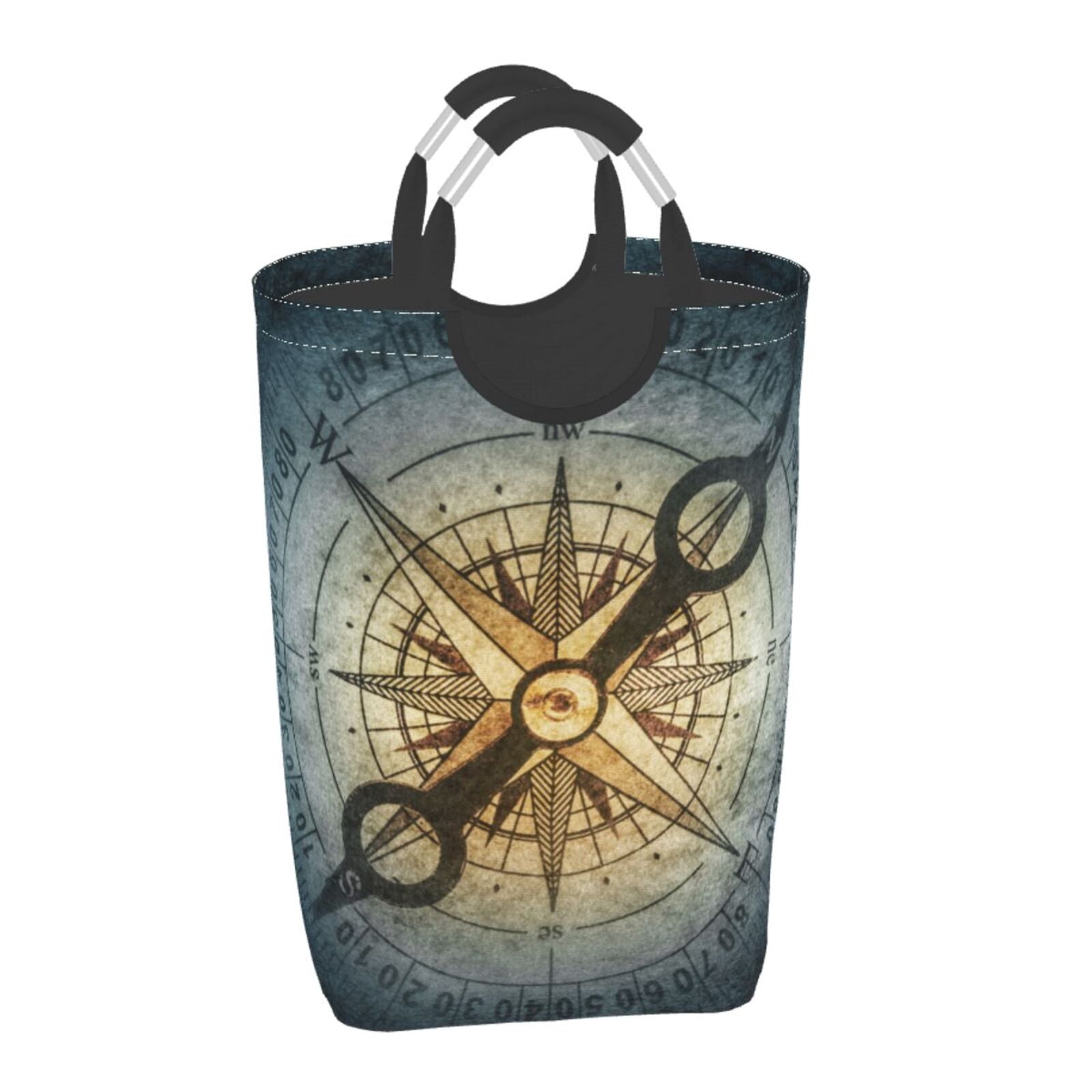 Sikiie Vintage Compass Square Laundry Bag Large Collapsible Dirty ...