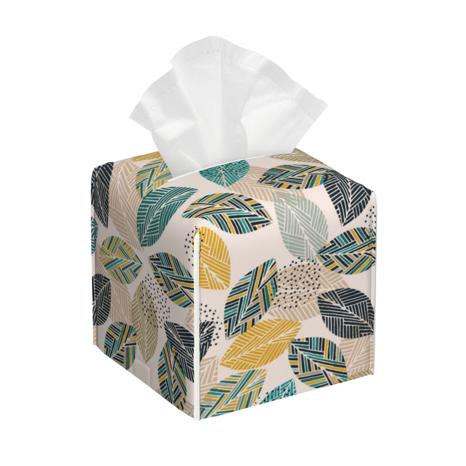 Sikiie Vintage Leaves Leather Tissue Box Cover Square, tissue box ...