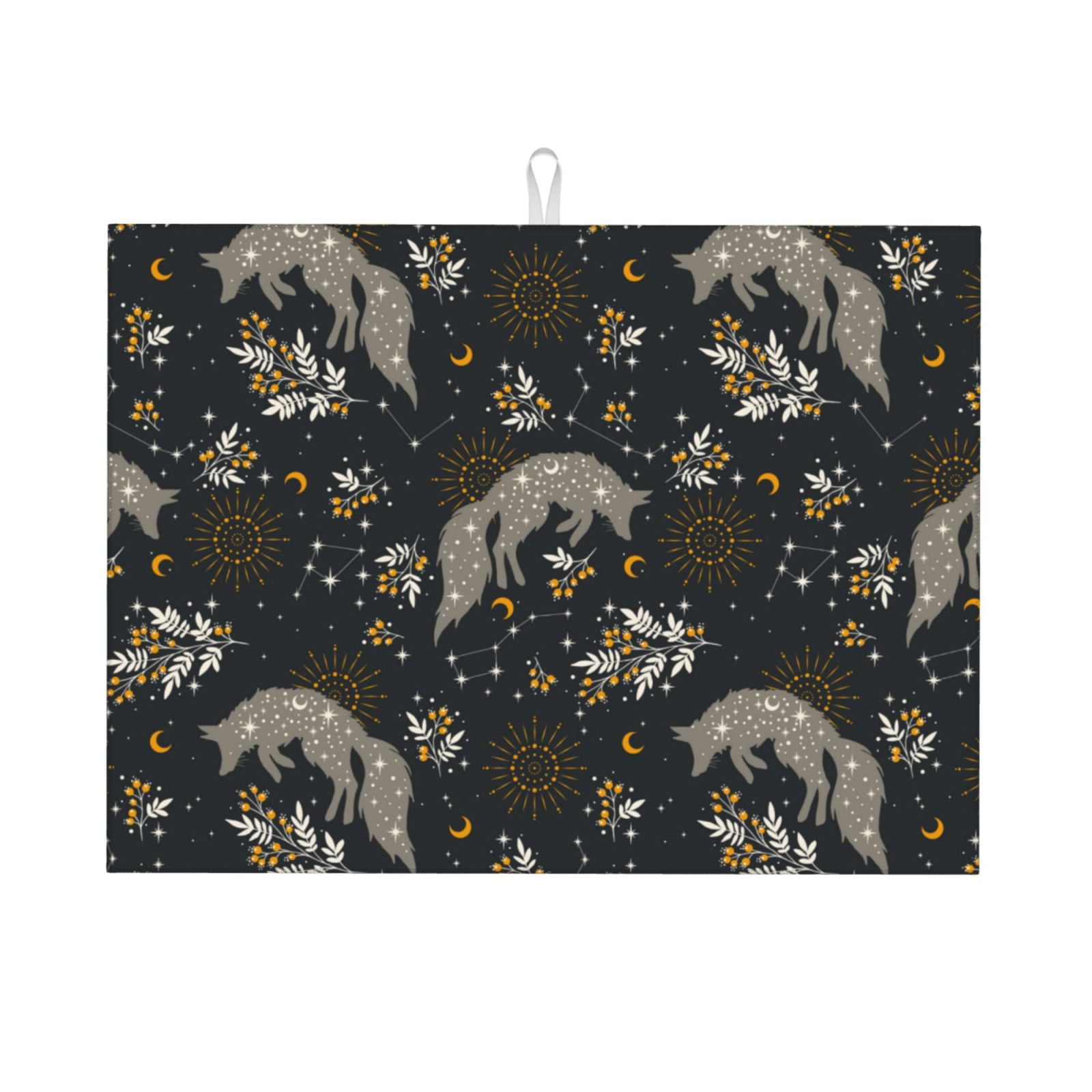 Sikiie Vintage Moon with Plants and Fox Dish Drying Mat, Kitchen ...