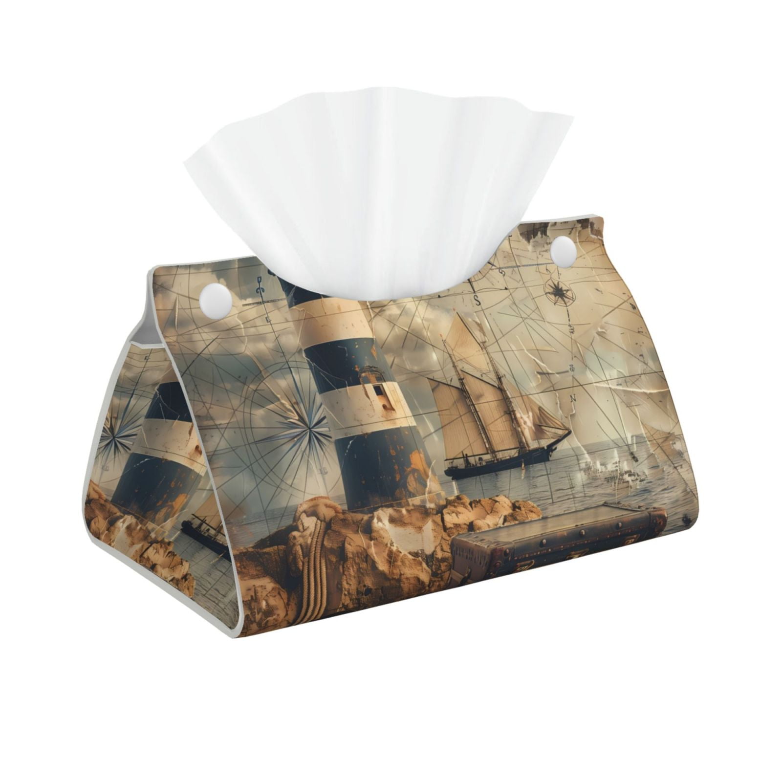Sikiie Vintage Nautical Lighthouse Leather Tissue Box Cover Rectangle ...