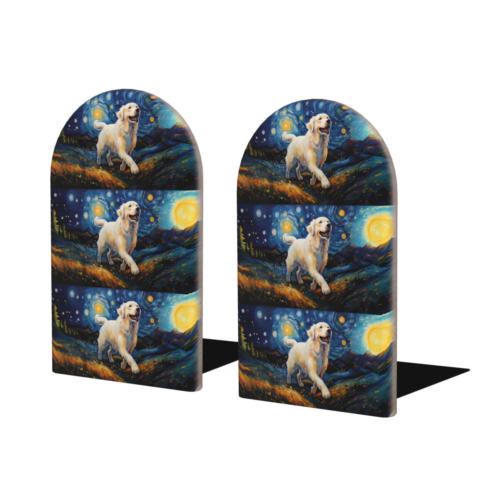 Sikiie Vintage Starry Sky Labrador Bookends 1 Pair, Wood Bookends for ...