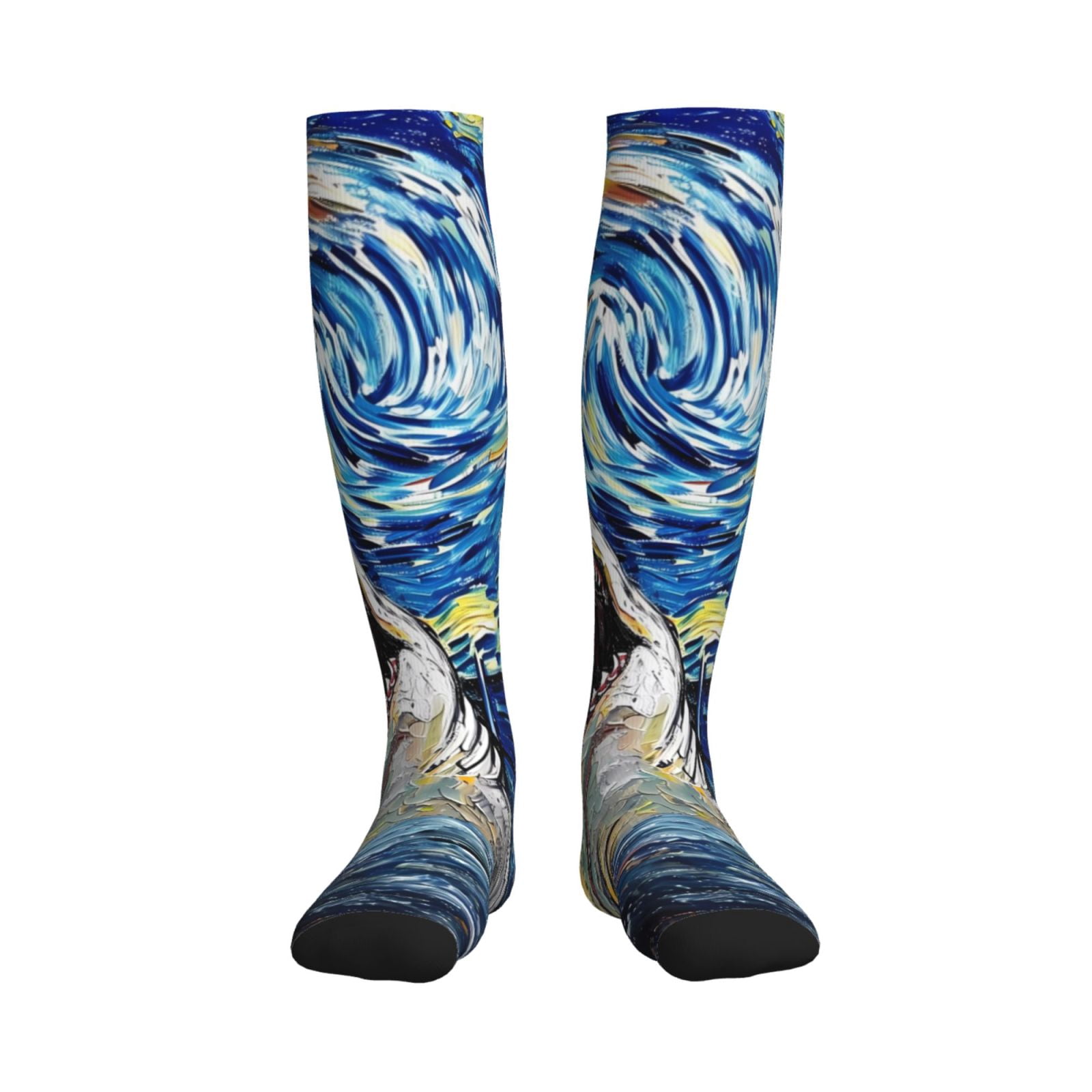 Sikiie Vintage Starry Sky Shark 1 Pairs Compression Socks for Men and ...