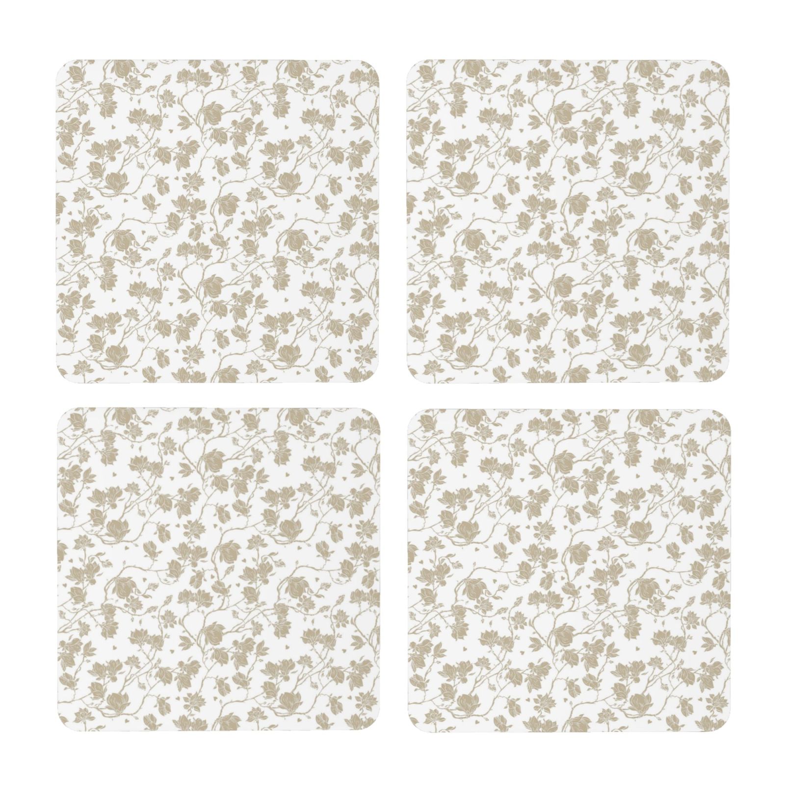 Sikiie Vintage Stylized White Color MDF Cork Coaster 4 Pcs - Absorbent ...