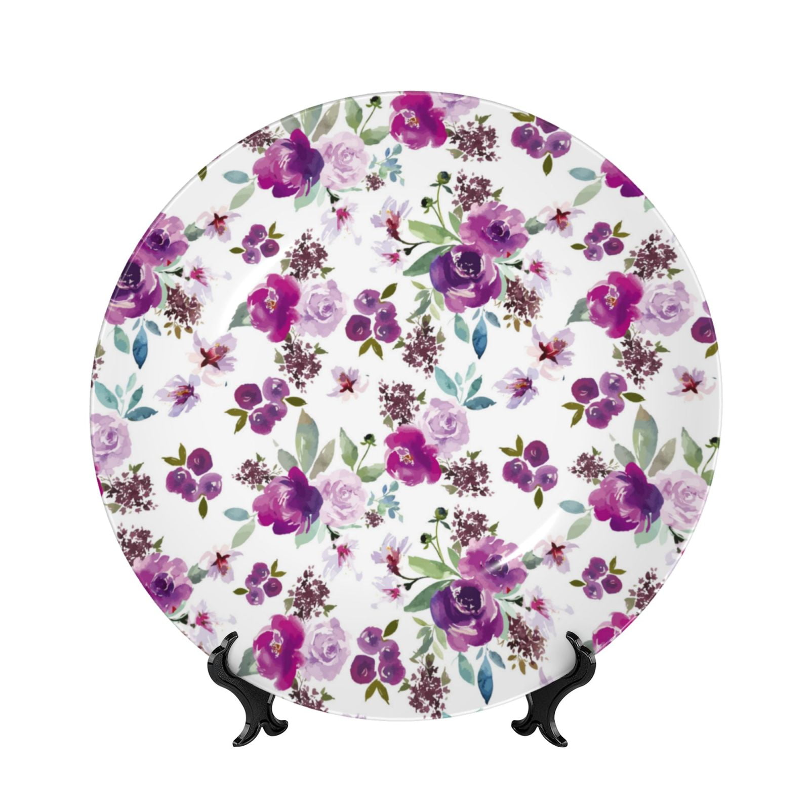 Sikiie Violets Flowers Bone China Decorative Plate Personality Ceramic ...