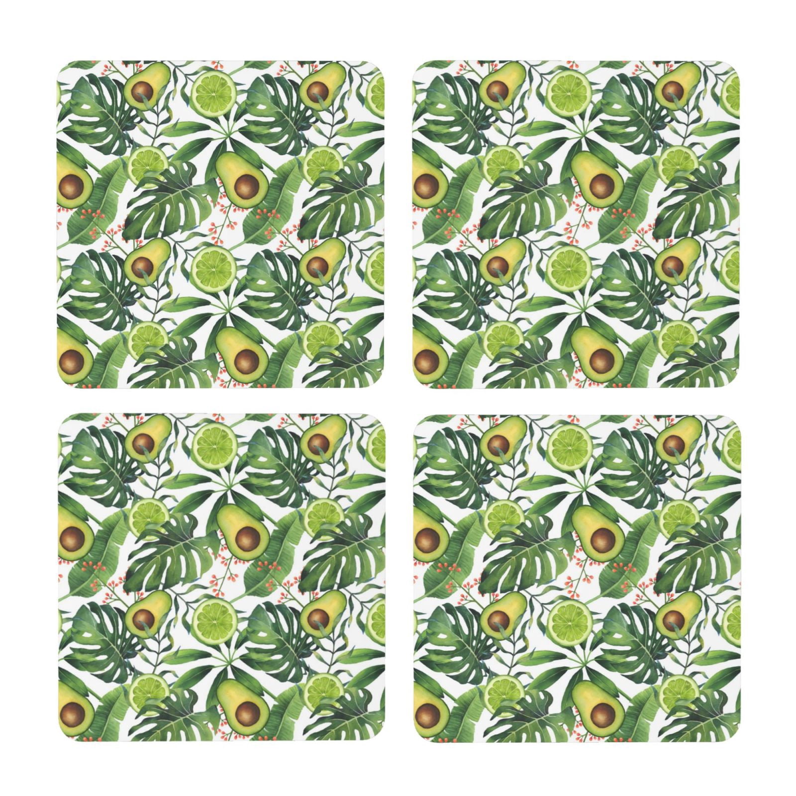 Sikiie Watercolor Green Tropical MDF Cork Coaster 4 Pcs - Absorbent ...