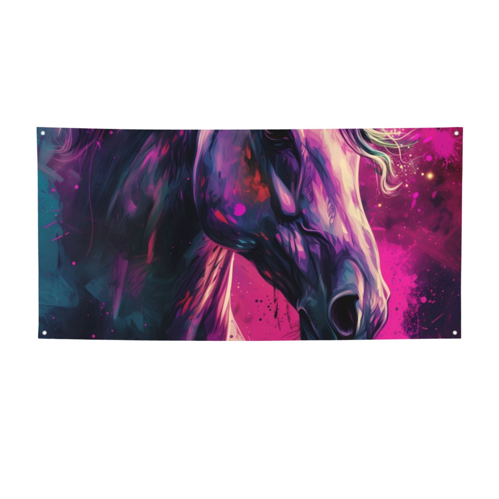 Sikiie Watercolor Painting White Horse Custom Banners and Signs ...