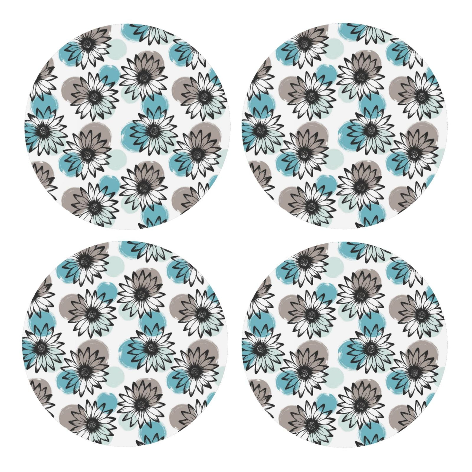 Sikiie Watercolor Sunflower MDF Cork Coaster 4 Pcs - Absorbent Beverage ...