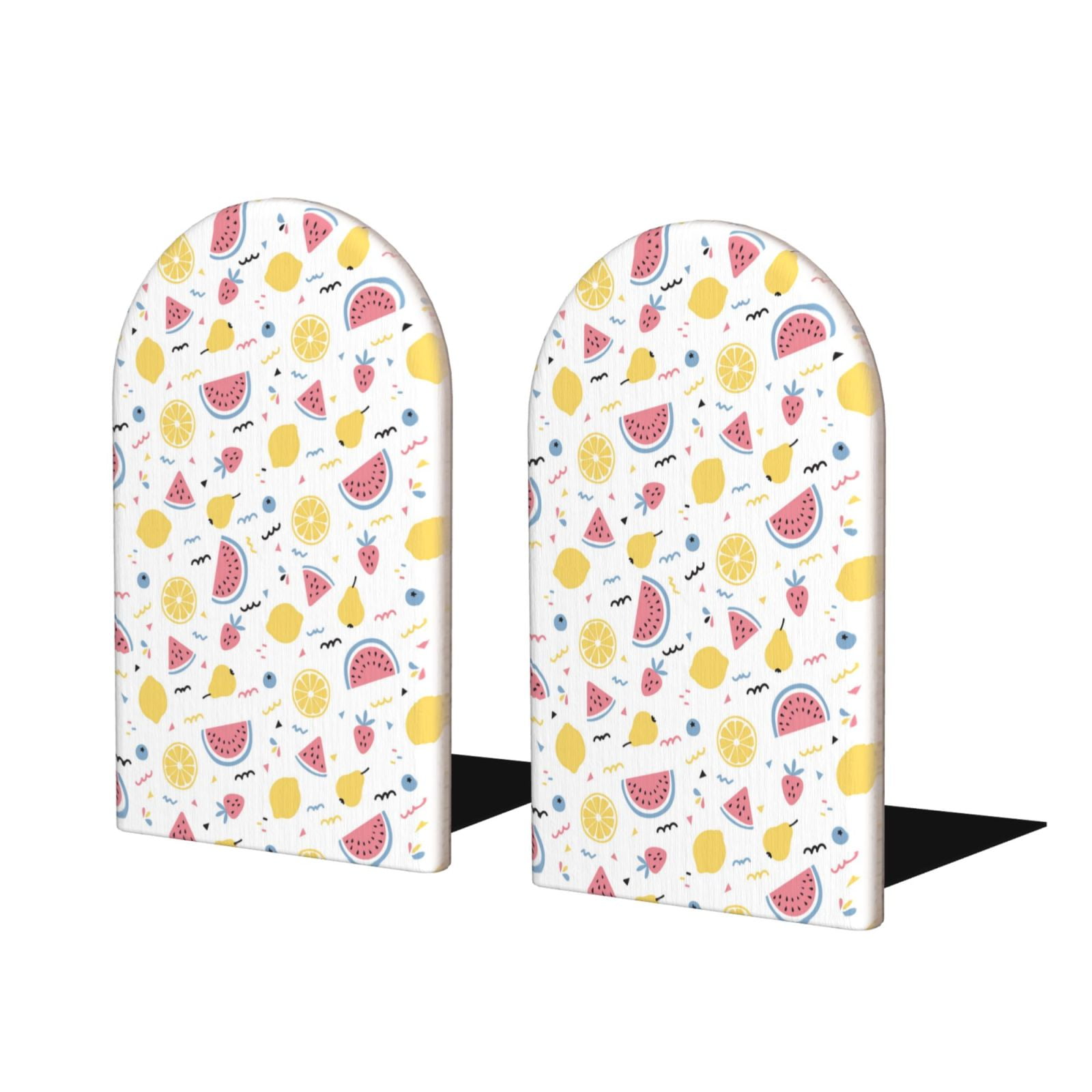 Sikiie Watermelon And Lemon Bookends 1 Pair, Wood Bookends for Shelves ...