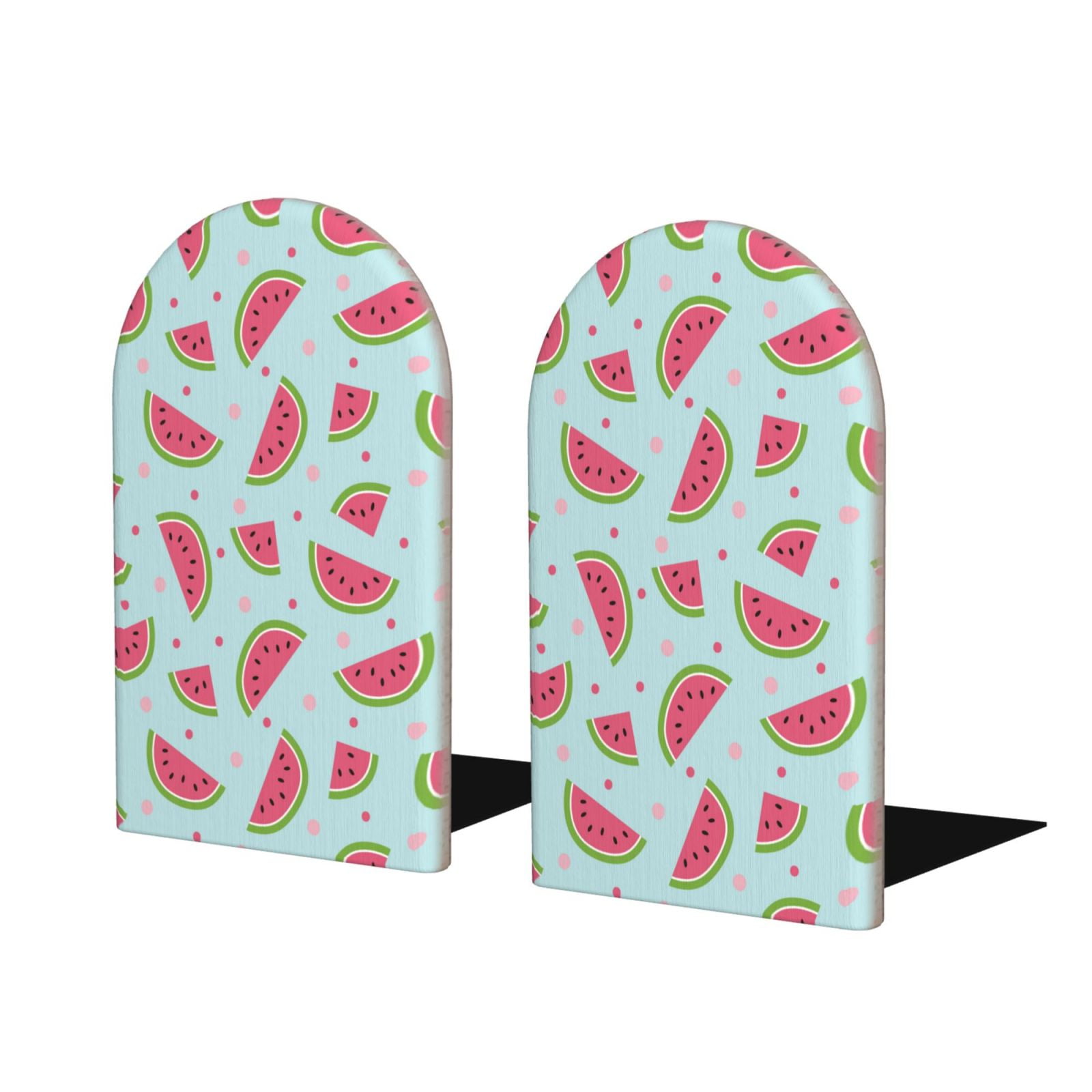 Sikiie Watermelon Bookends 1 Pair, Wood Bookends for Shelves, Book Ends ...