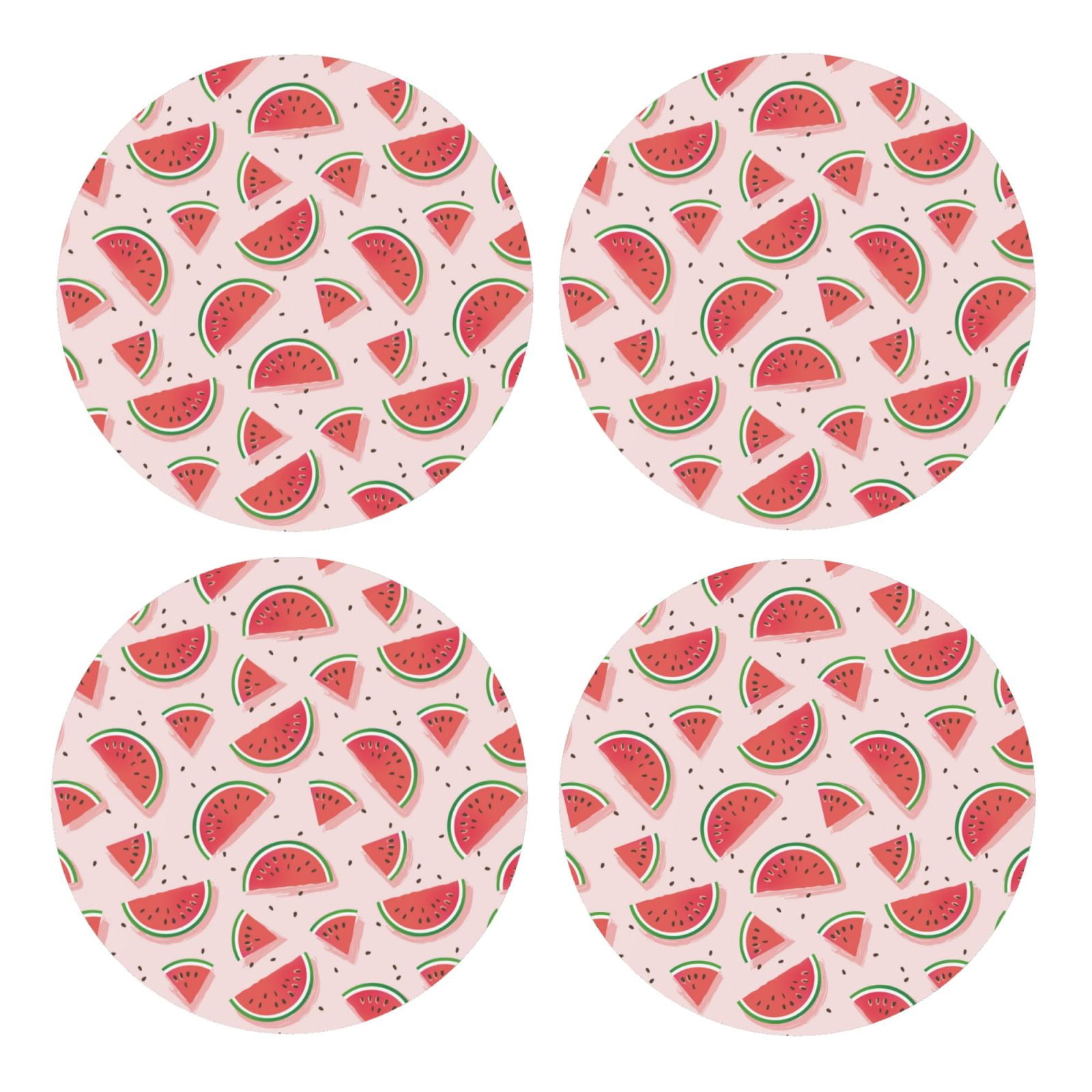Sikiie Watermelon MDF Cork Coaster 4 Pcs - Absorbent Beverage Coasters ...