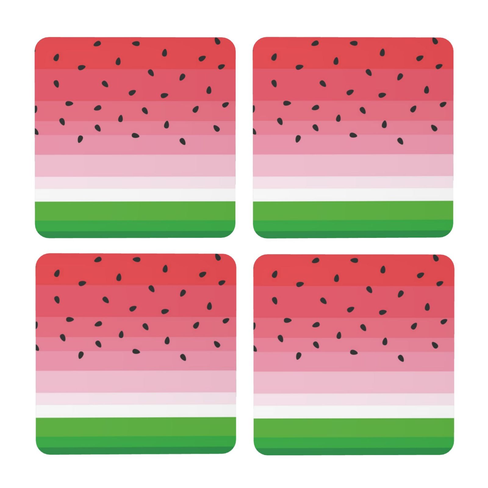 Sikiie Watermelon MDF Cork Coaster 4 Pcs - Absorbent Beverage Coasters ...