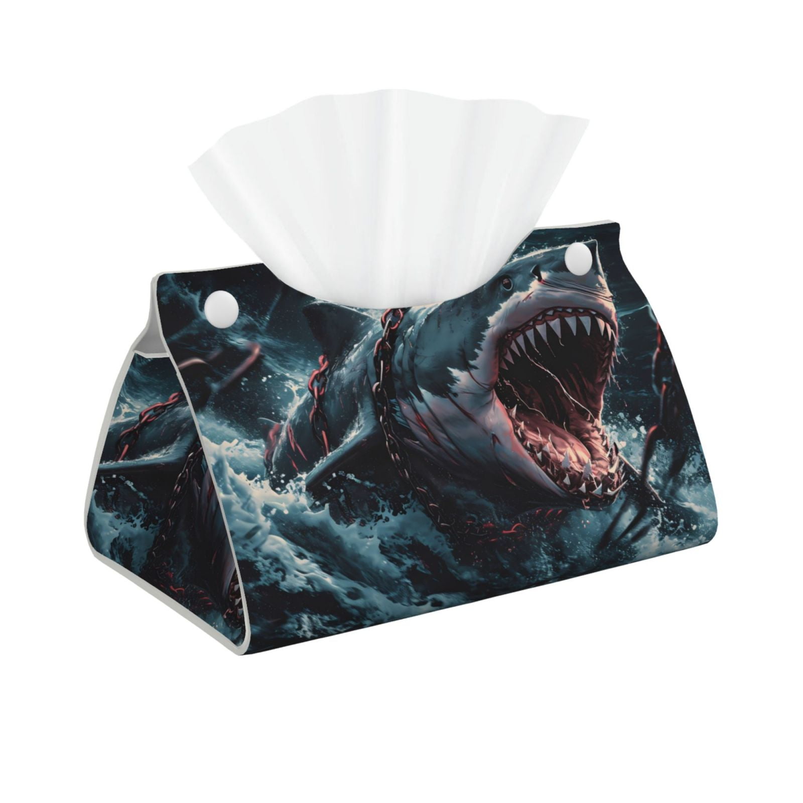 Sikiie Wave Chain Shark Leather Tissue Box Cover Rectangle, Long Tissue ...