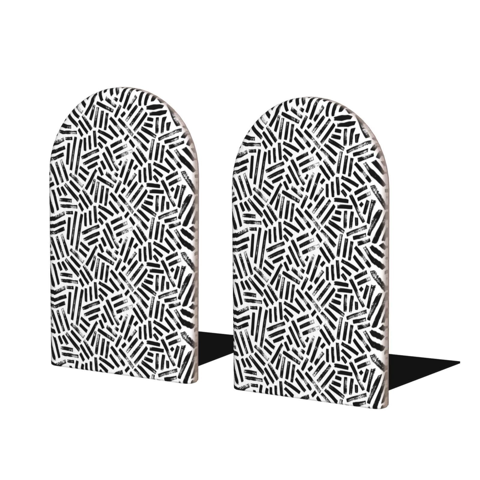 Sikiie Weave Geometric Bookends 1 Pair, Wood Bookends for Shelves, Book ...