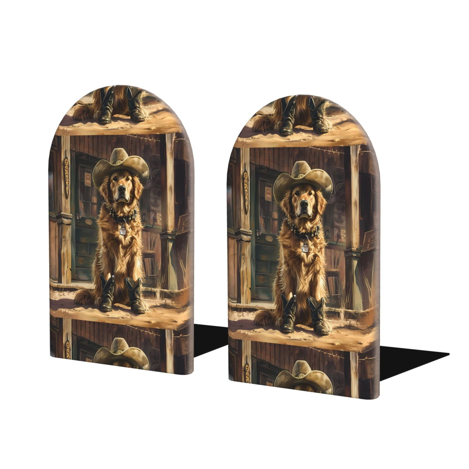 Sikiie Western Cowboy Golden Retriever Bookends 1 Pair, Wood Bookends ...