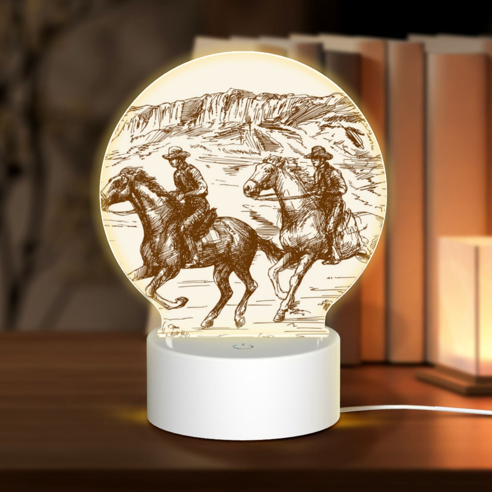 Sikiie Western Desert Cowboys1 Acrylic Night Light Gift Custom Acrylic ...