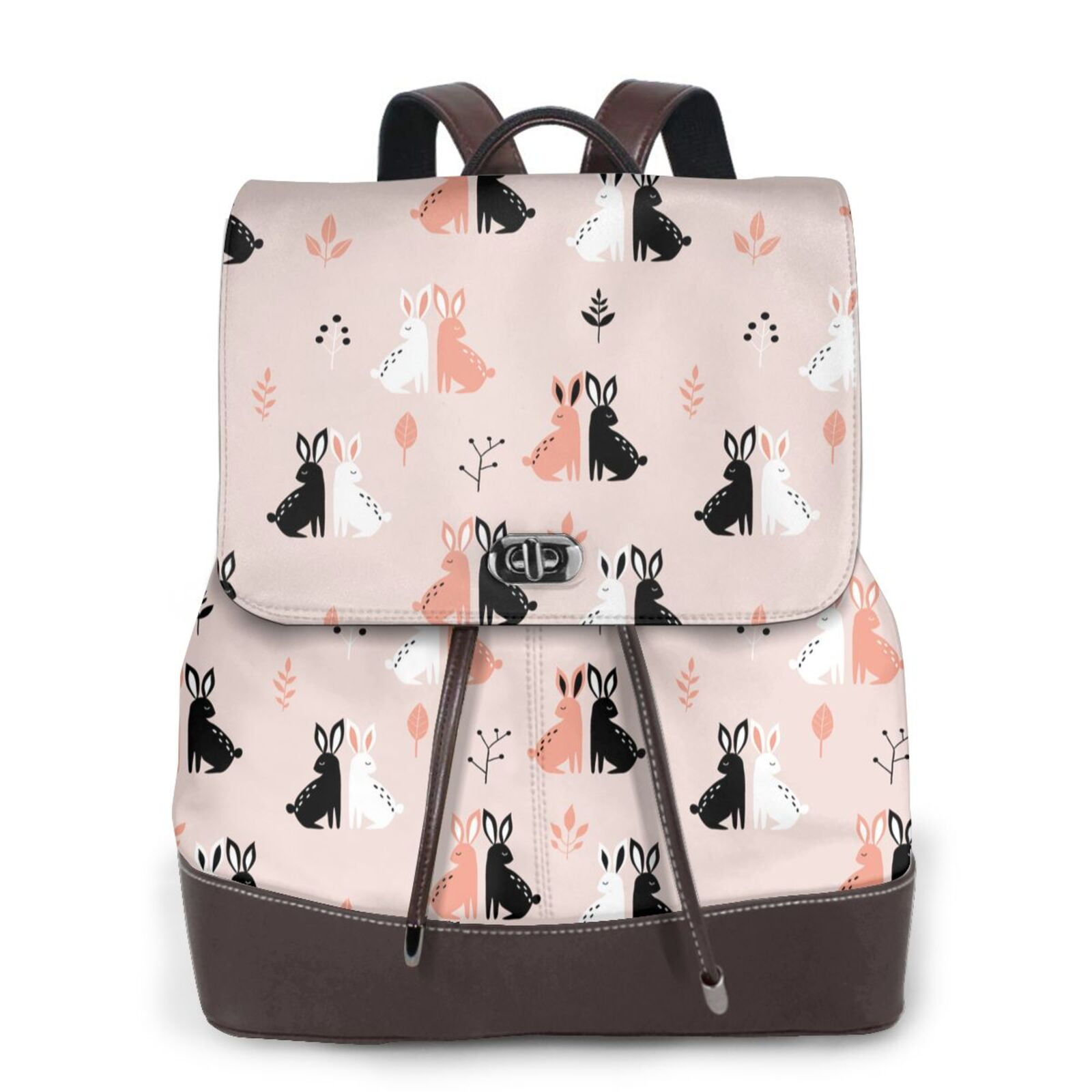 Sikiie White And Black Rabbit Women Genuine Leather Backpack Fashion ...
