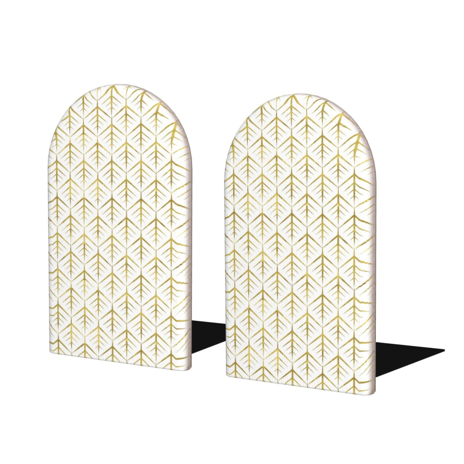Sikiie White And Gold Geometry Bookends 1 Pair, Wood Bookends for ...