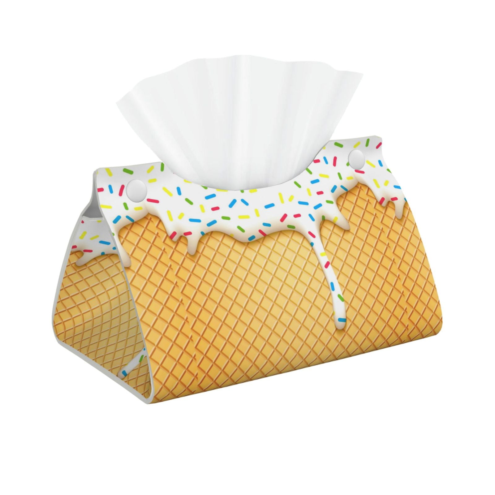 Sikiie White Ice Cream Leather Tissue Box Cover Rectangle, Long Tissue ...