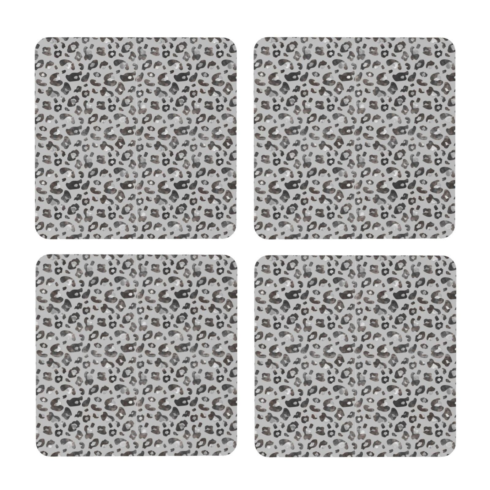 Sikiie Wild Animal Leopard Print MDF Cork Coaster 4 Pcs - Absorbent ...