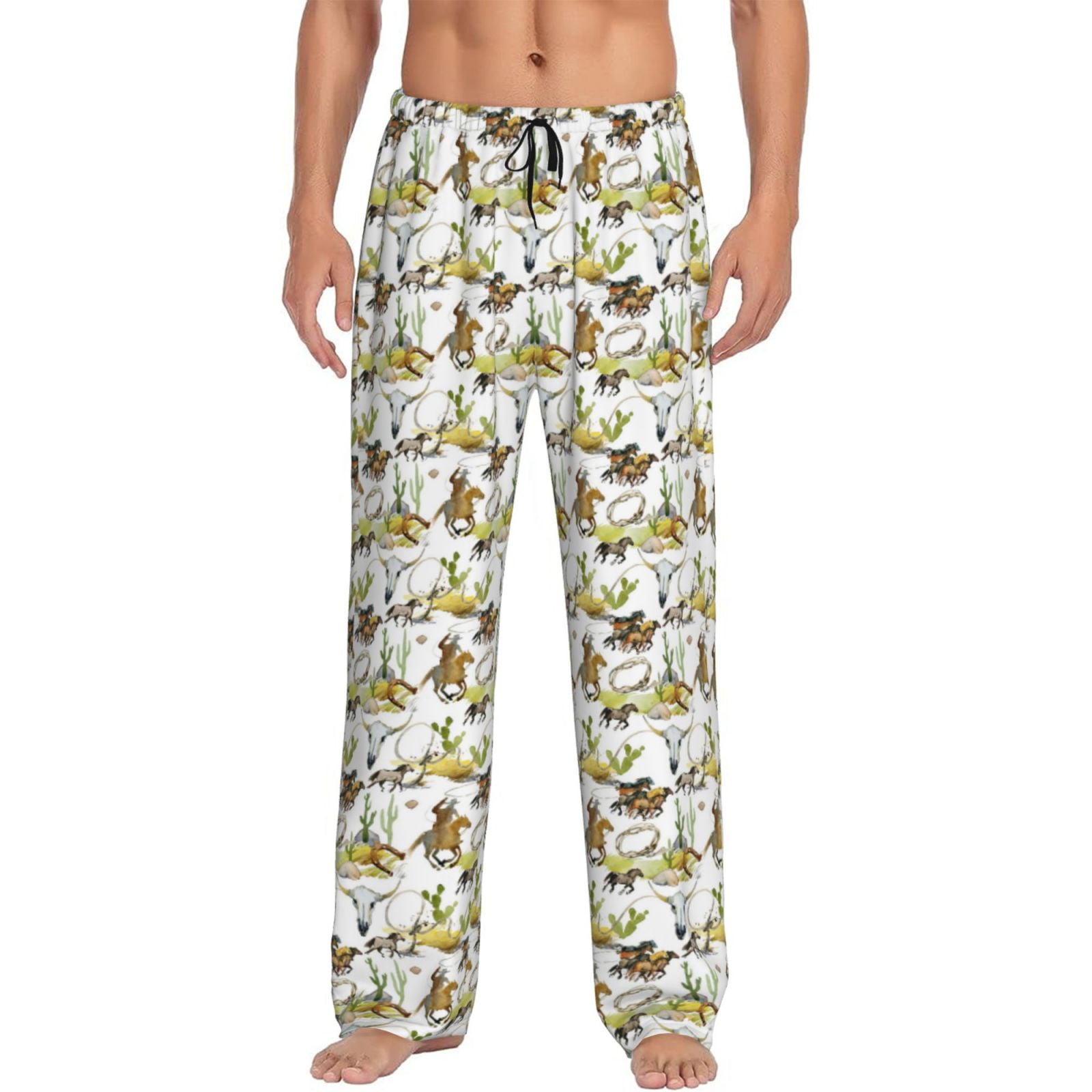 Sikiie Wild West Western Pajama Pants Men, PJ Bottoms, Sleep & Lounge ...