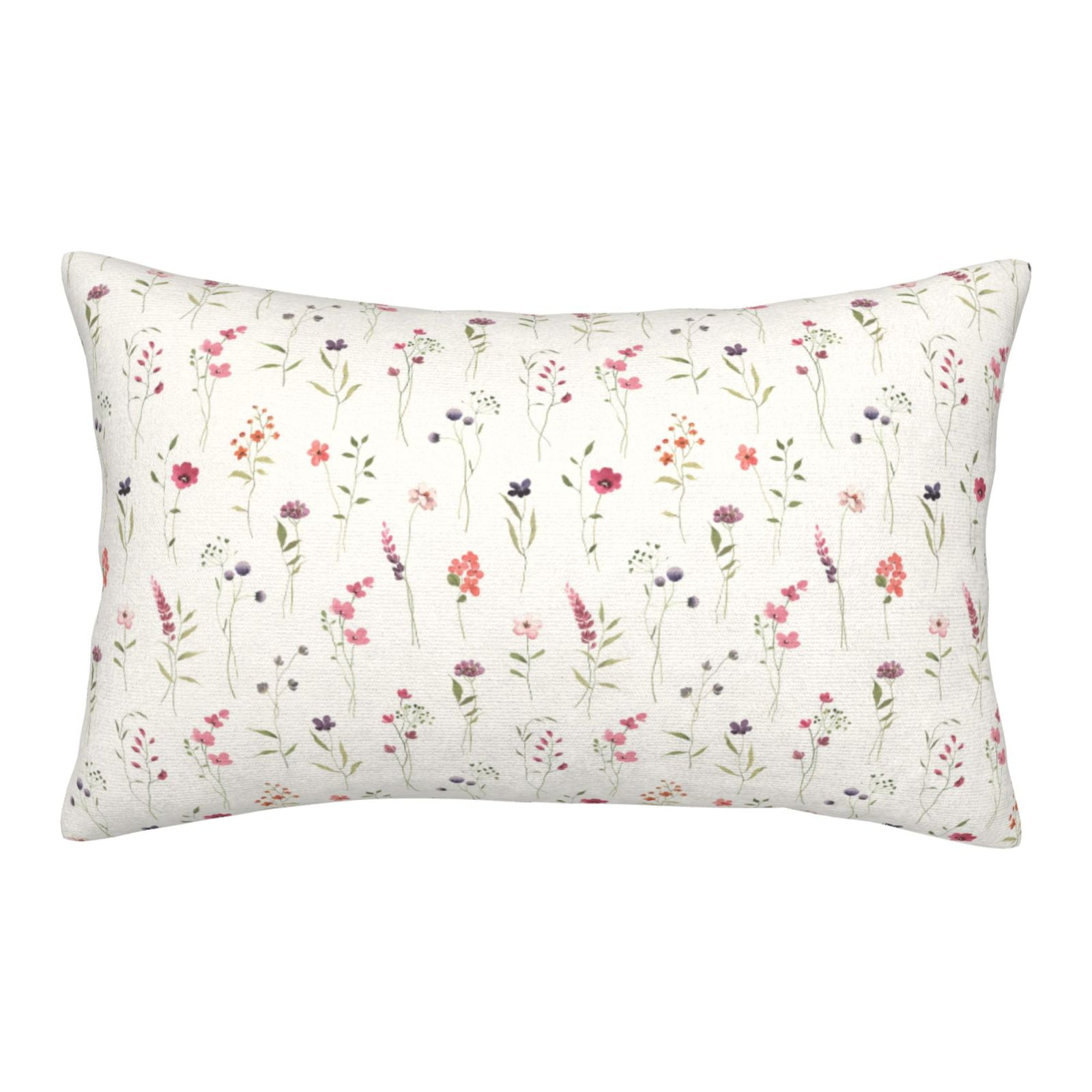 Sikiie Wildflower Watercolor Print Plush Pillow Cover, Wrinkle-proof ...