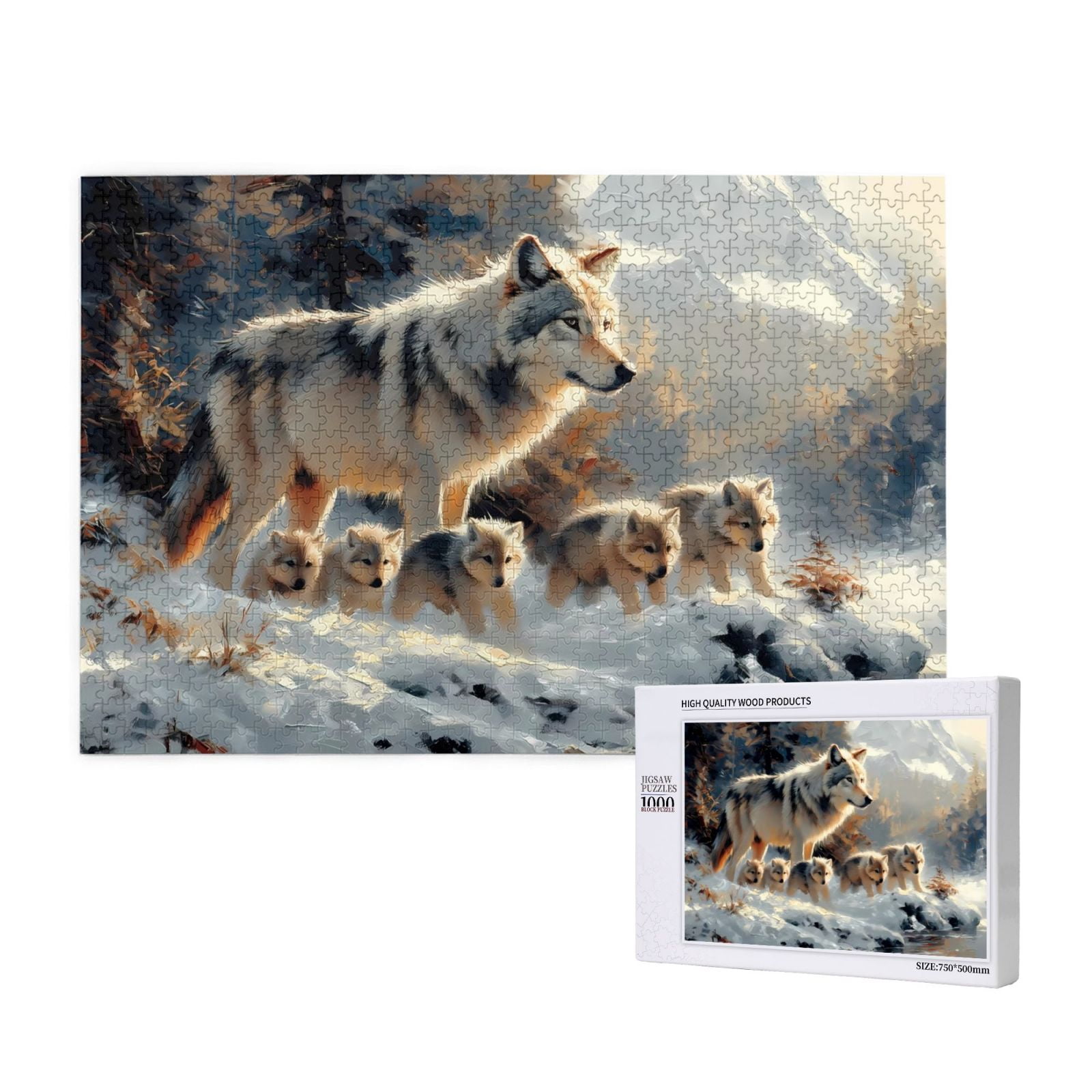 Sikiie Wolf Family Winter Wonderland Puzzle, Jigsaw Puzzles, Jigsaw ...