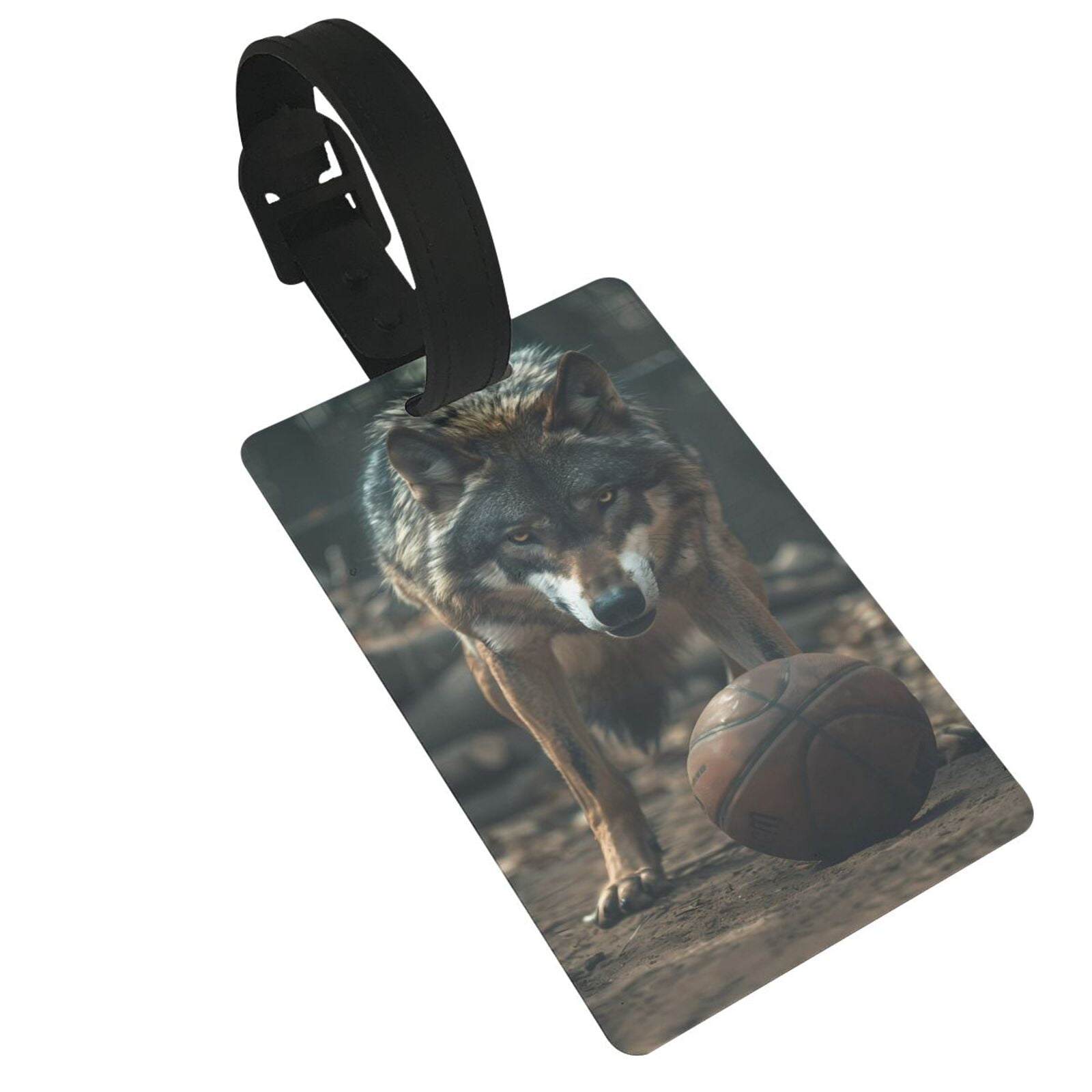 Sikiie Wolf With Basketball Luggage Tags Privacy Cover ID Label ...