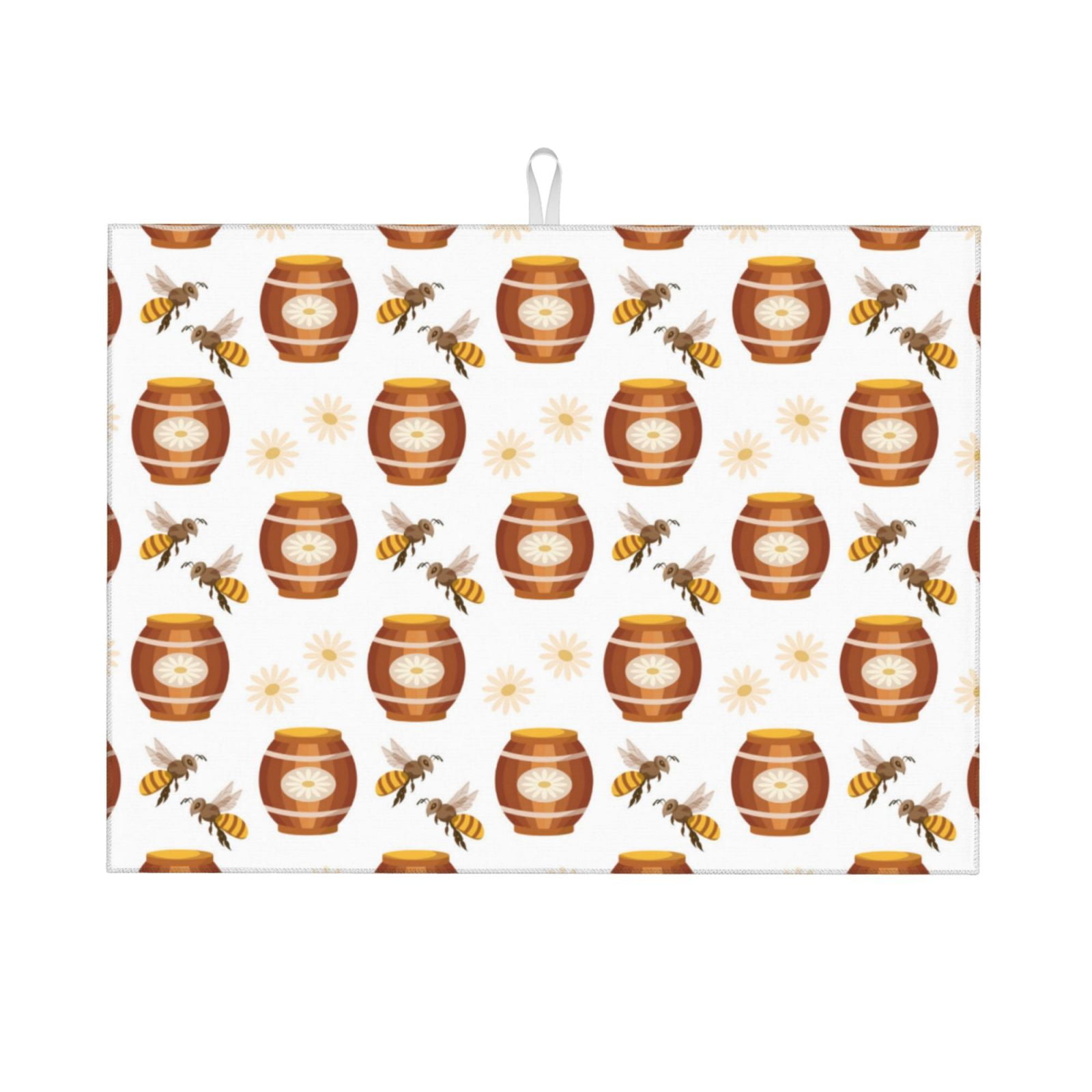 Sikiie Wooden Barrels With Honey Dish Drying Mat, Kitchen Counter Mat ...