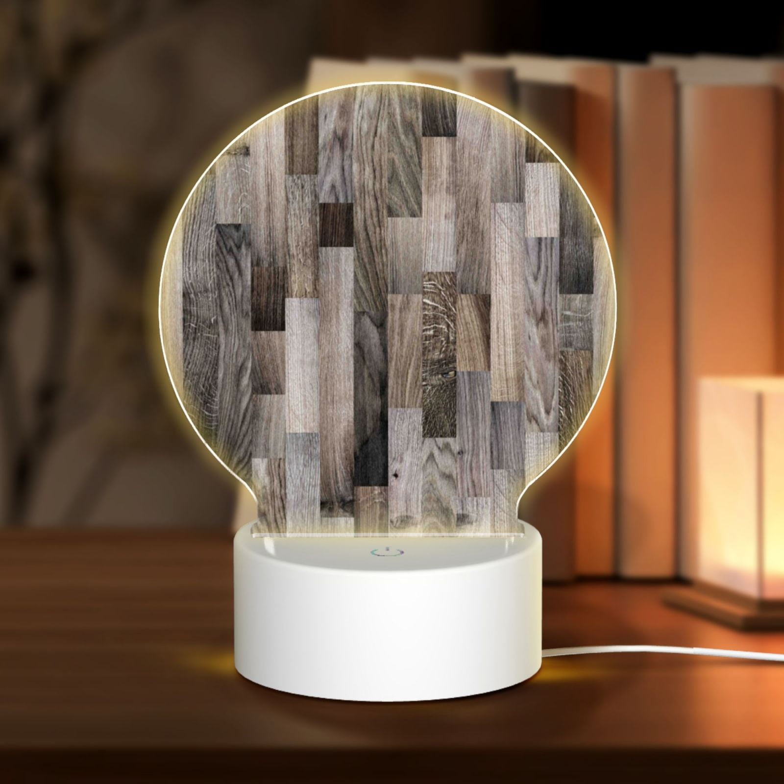 Sikiie Wooden Texture Acrylic Night Light Gift Custom Acrylic Night ...