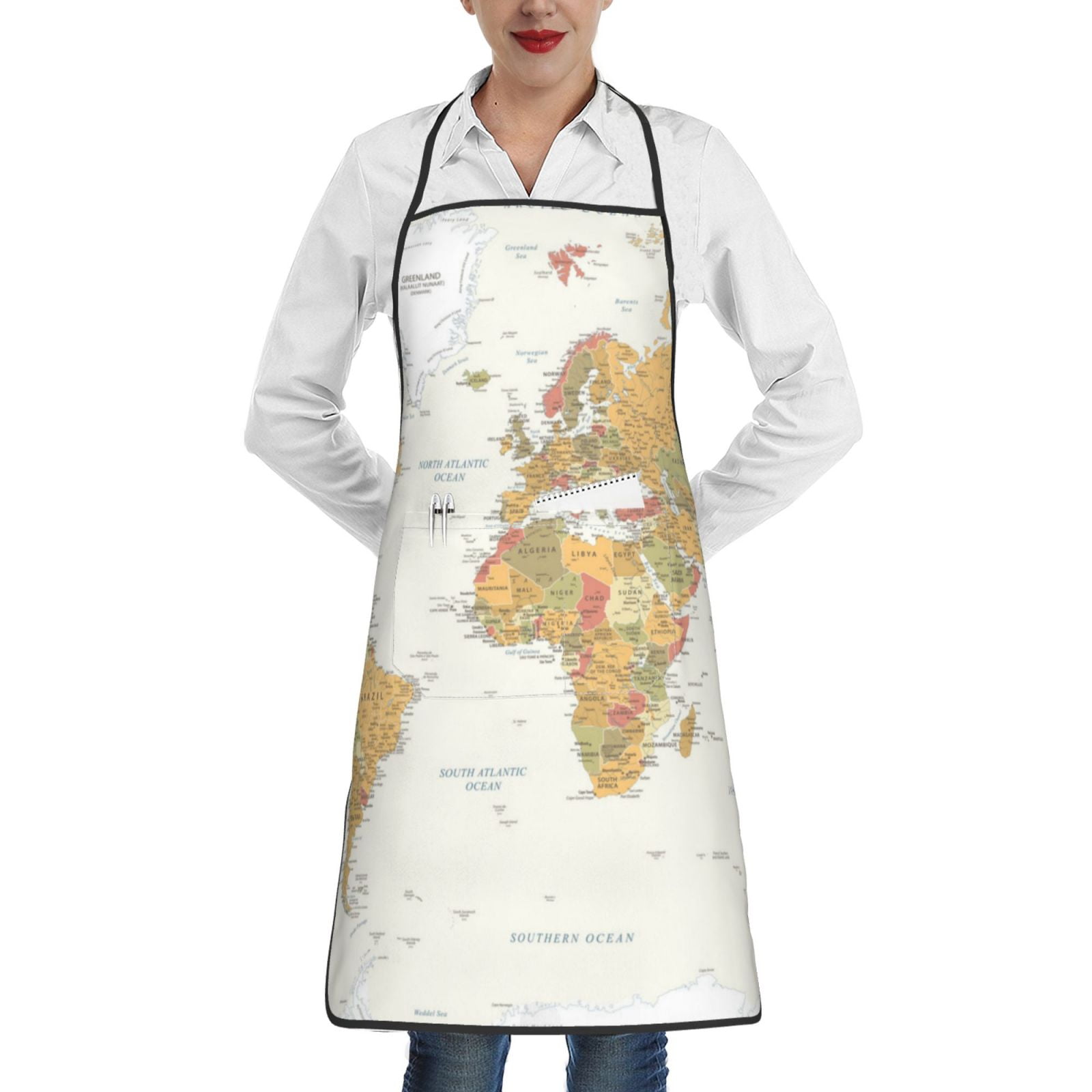 Sikiie World Map 1 Aprons for Kitchen Cooking Aprons, Chef Apron for ...