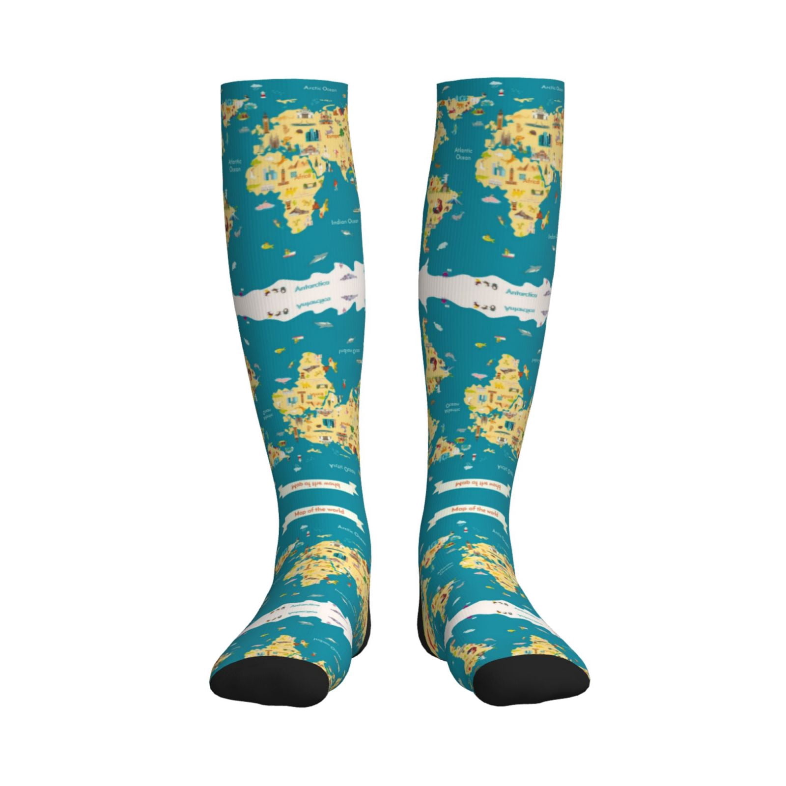Sikiie World Map With Landmarks 1 Pairs Compression Socks for Men and ...
