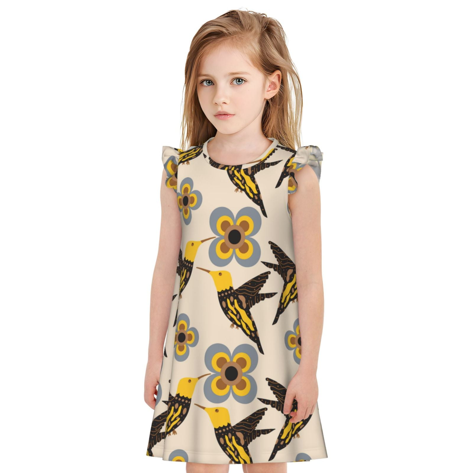 Sikiie Yellow Flowers Hummingbird Girls Nightgowns, Girls Pajamas ...
