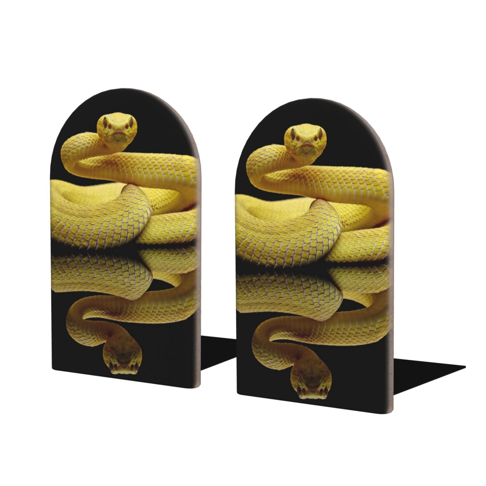 Sikiie Yellow White-Lipped Pit Viper Bookends 1 Pair, Wood Bookends for ...