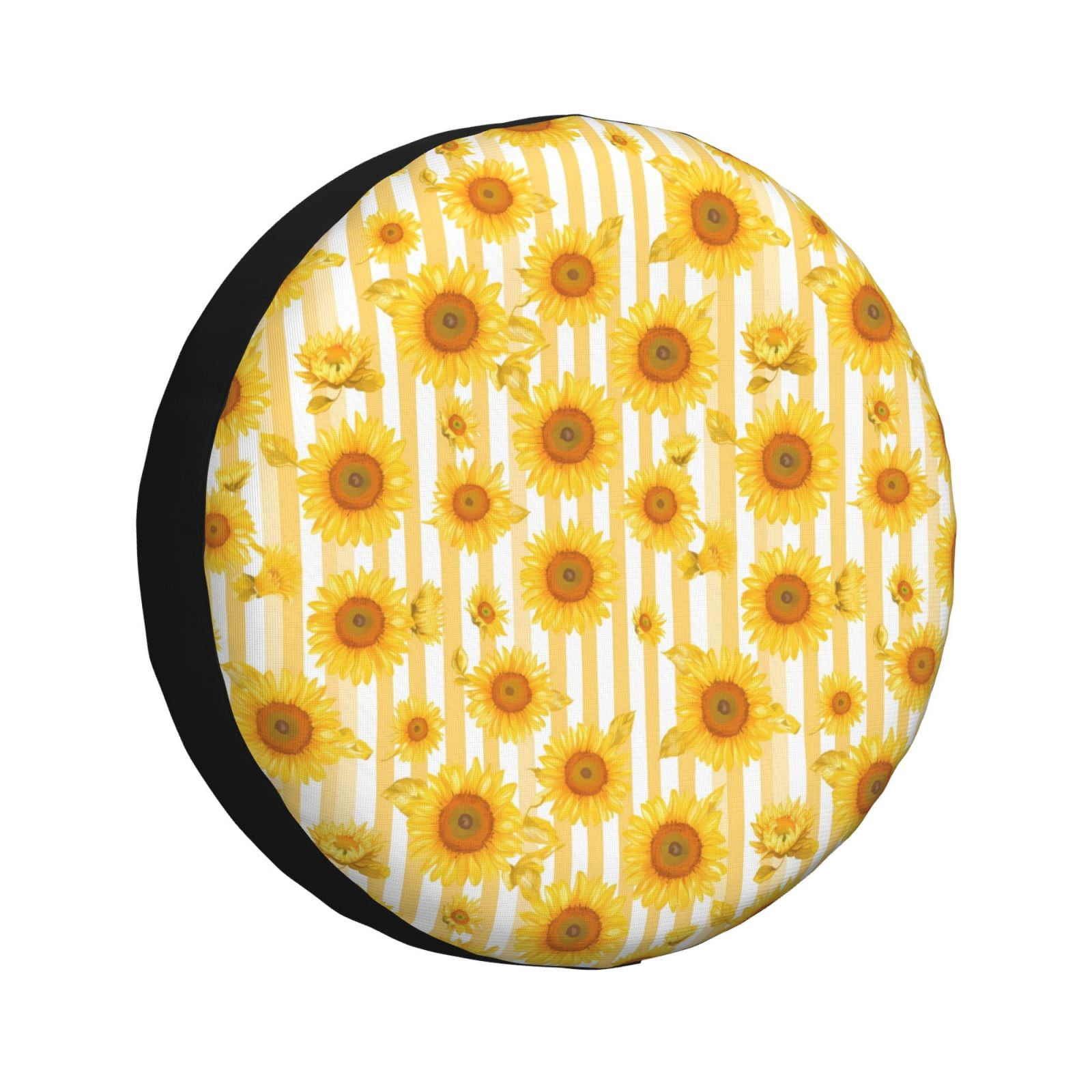 Sikiie Yellow White Striped Sunflower PVC Leather Spare Tire Wheel ...